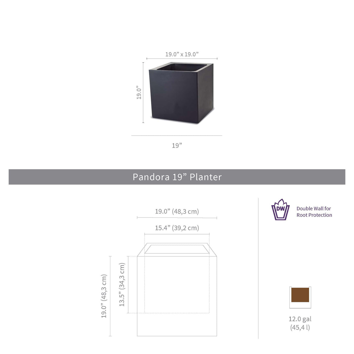 Pandora 19" Slate – Greenwood Creek Nursery